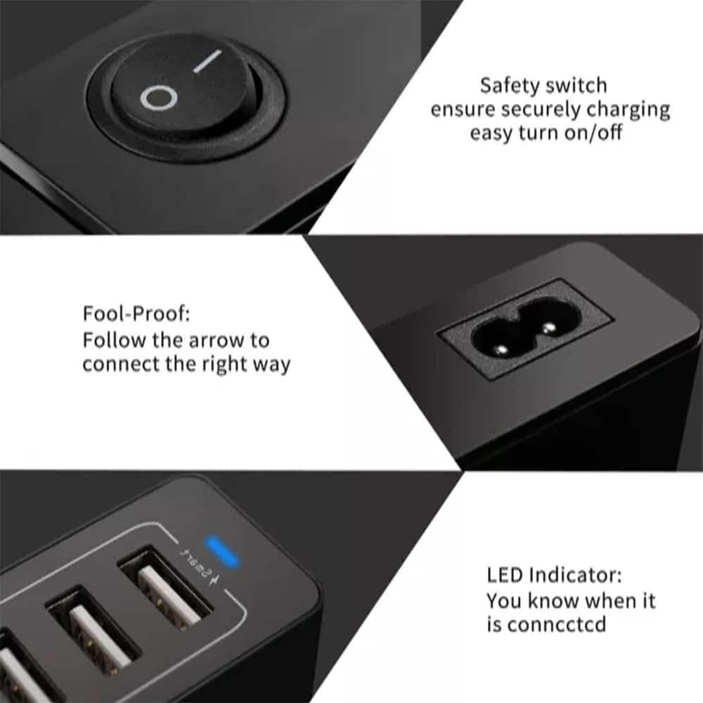 AIR2GO 10 Port USB Ladegerät USB-Ladestation Quick Charge USB Netzteil ...